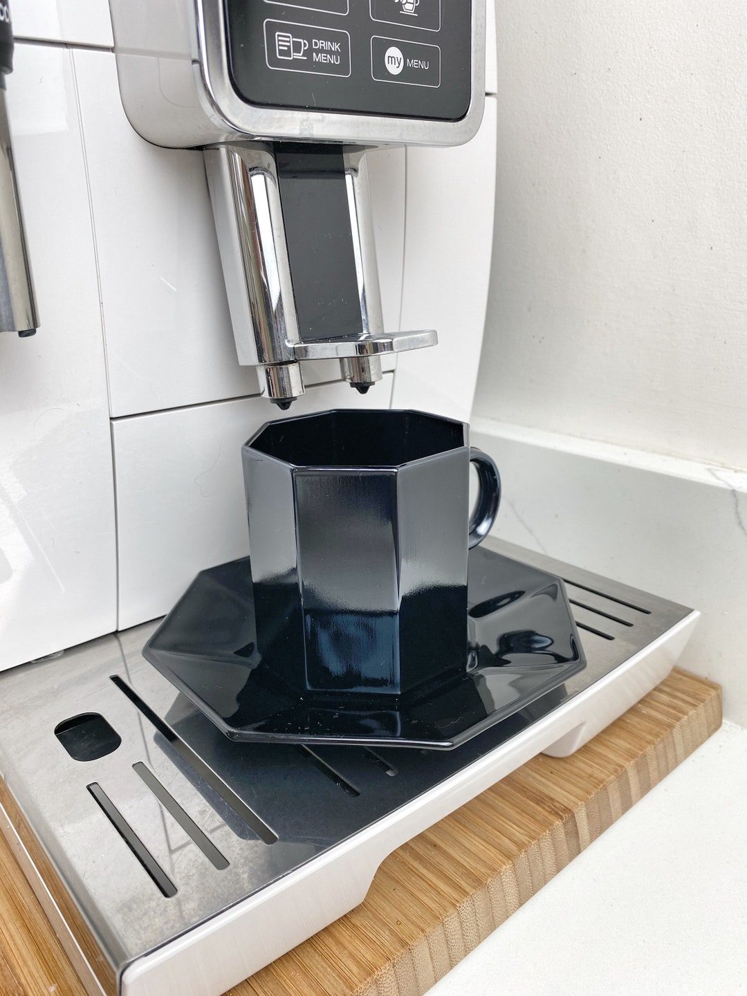 Arcoroc Octime Set of Four Vintage French Black Coffee Cups and Saucers ...