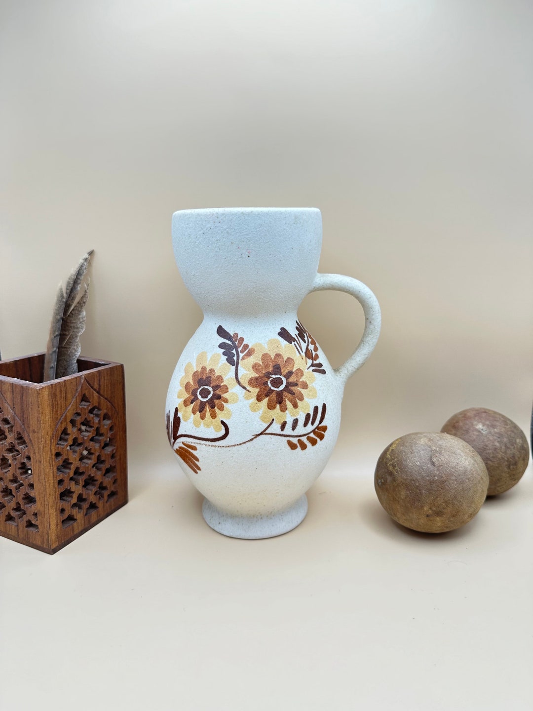 Lapid Israeli Pottery Vase, Hand Painted by Rah in Israel, 1970s ...