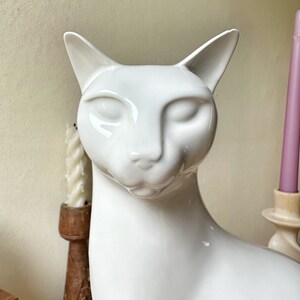 Poole Pottery Large White Cat British Porcelain Figurine White Ceramic ...