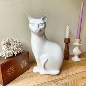 Poole Pottery Large White Cat British Porcelain Figurine White Ceramic ...