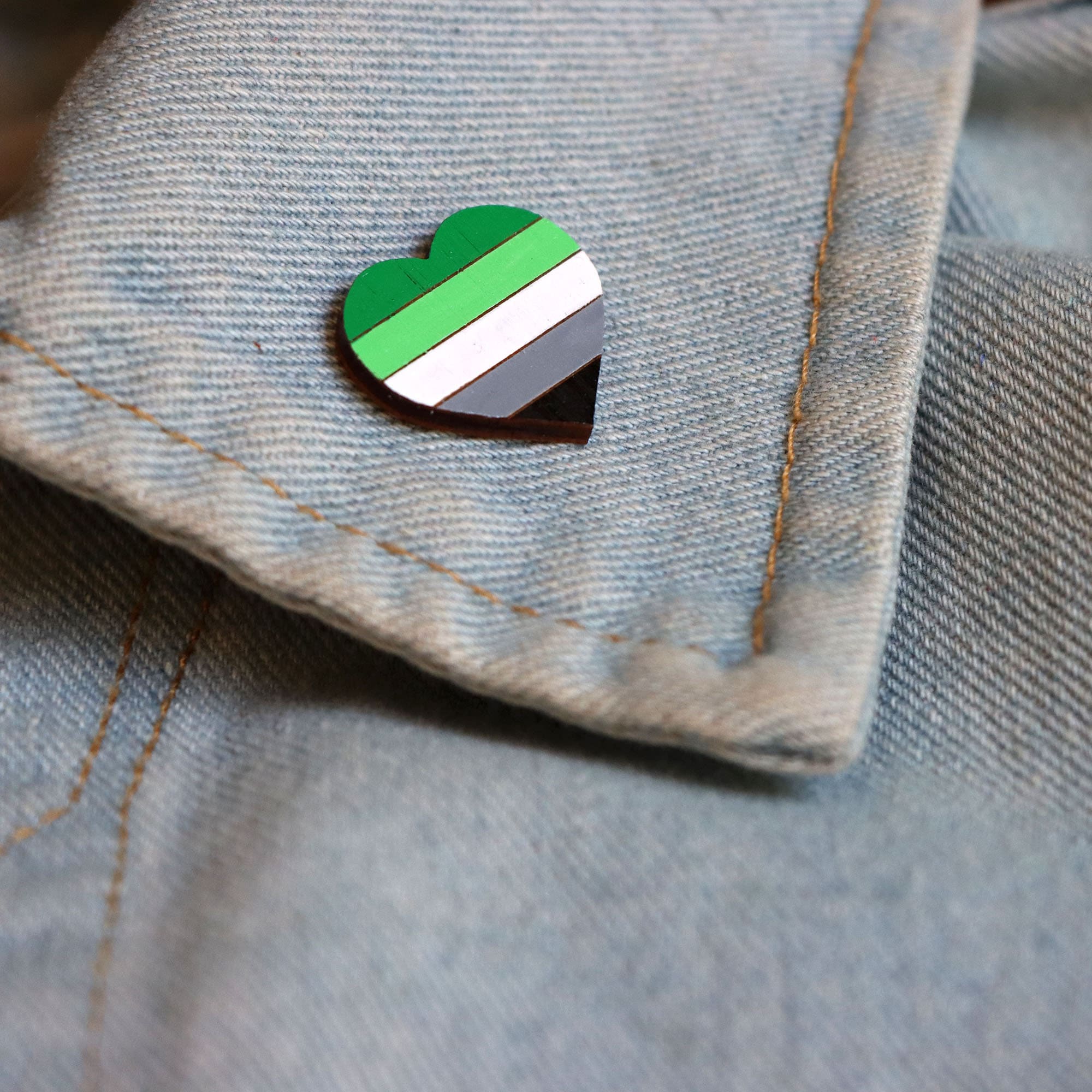 Aro Flag Heart Pin Aromantic Flag Green White Grey | Etsy
