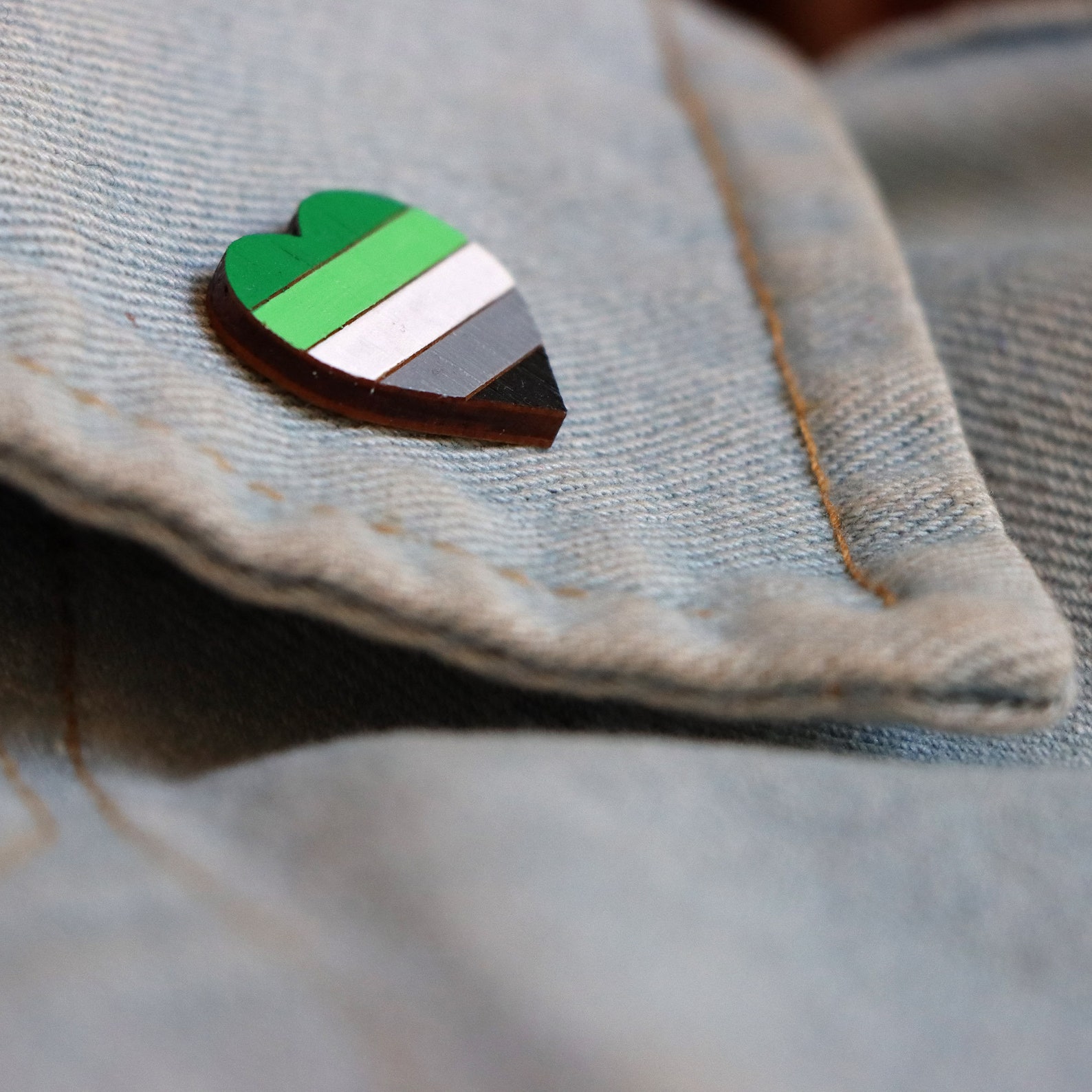 Aro Flag Heart Pin Aromantic Flag Green White Grey | Etsy