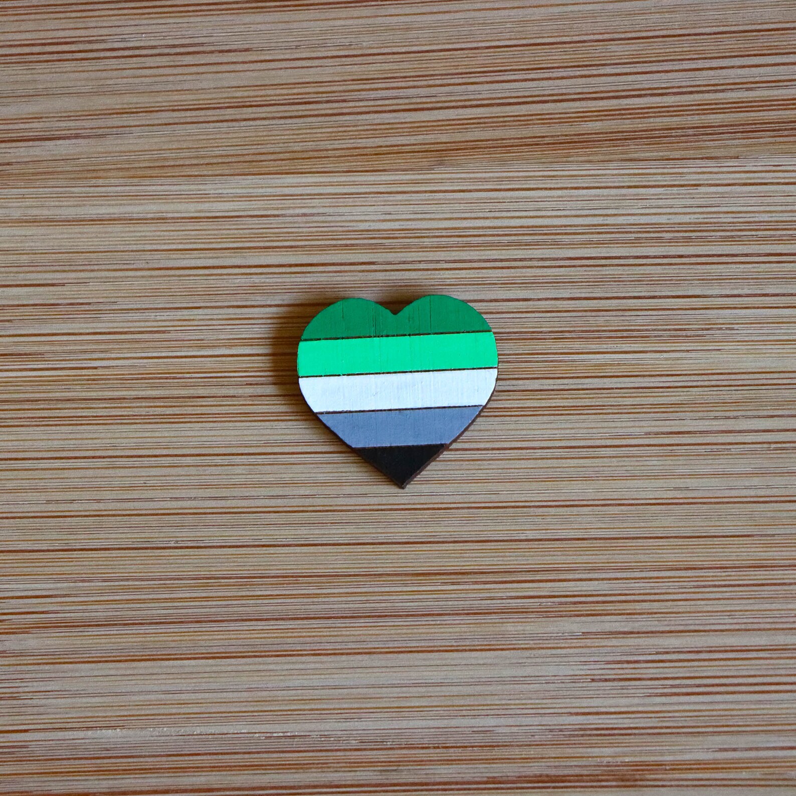 Aro Flag Heart Pin Aromantic Flag Green White Grey | Etsy
