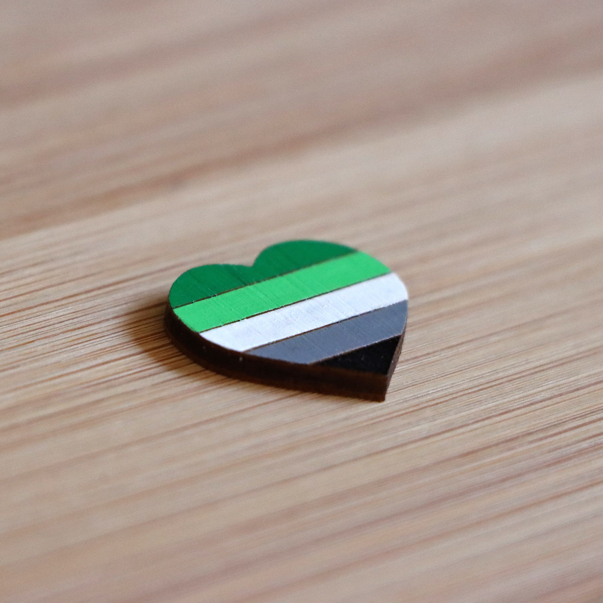 Aro Flag Heart Pin Aromantic Flag Green White Grey | Etsy