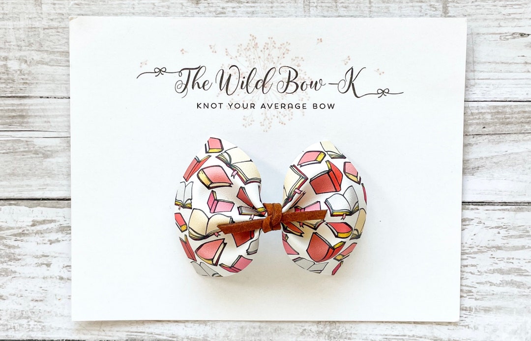 Library Book Bow, Back to School Girls Hair Bow, School Books Bows for ...