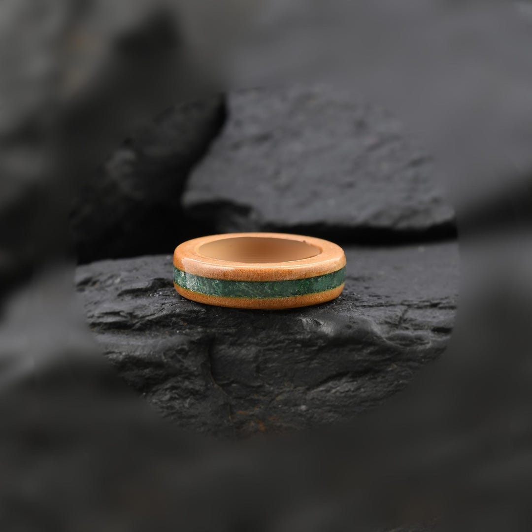 Bentwood Rings Couple Koa Rings Classic Koa Wood Ring, Emerald Wooden ...