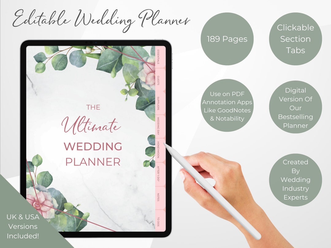 Digital Wedding Planner, Goodnotes & Notability Wedding Planner ...