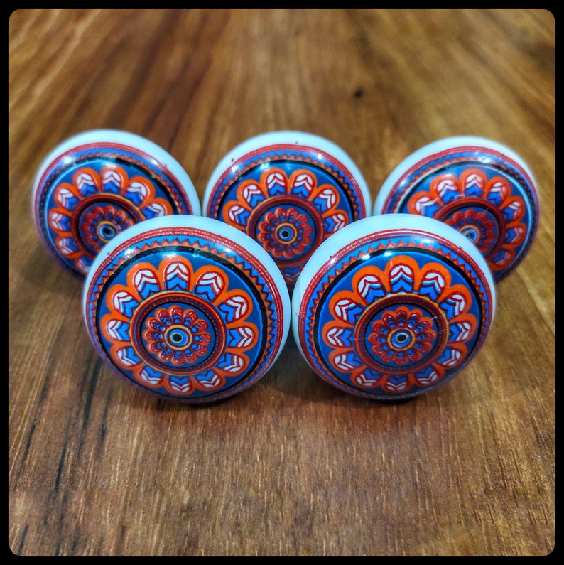 Vintage Handmade Cabinet Pulls Rare Home Interior Decor Mandala Ceramic ...