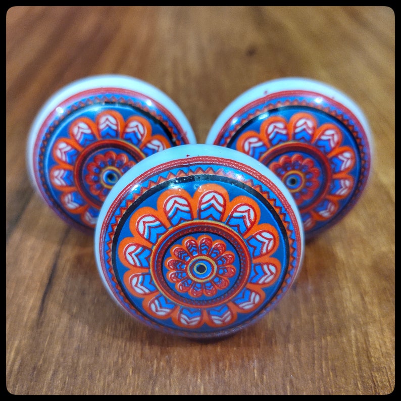 Vintage Handmade Cabinet Pulls Rare Home Interior Decor Mandala Ceramic ...