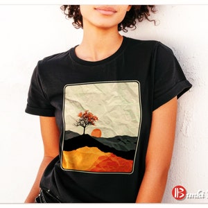 Tree Art, Tree and Fields T-shirt, Natur Lover Gift, Country Landscape ...