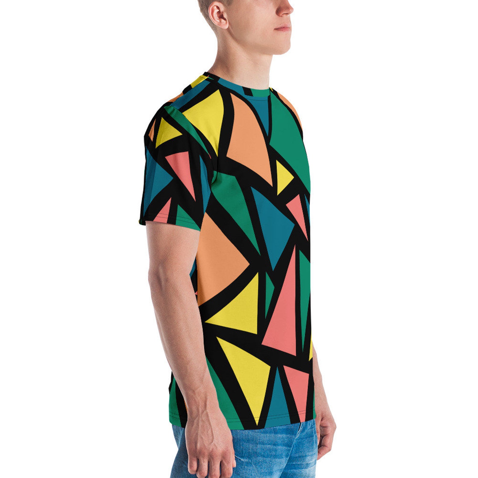 Men's Premium T-shirt Retro Triangles in Vintage Colors - Etsy