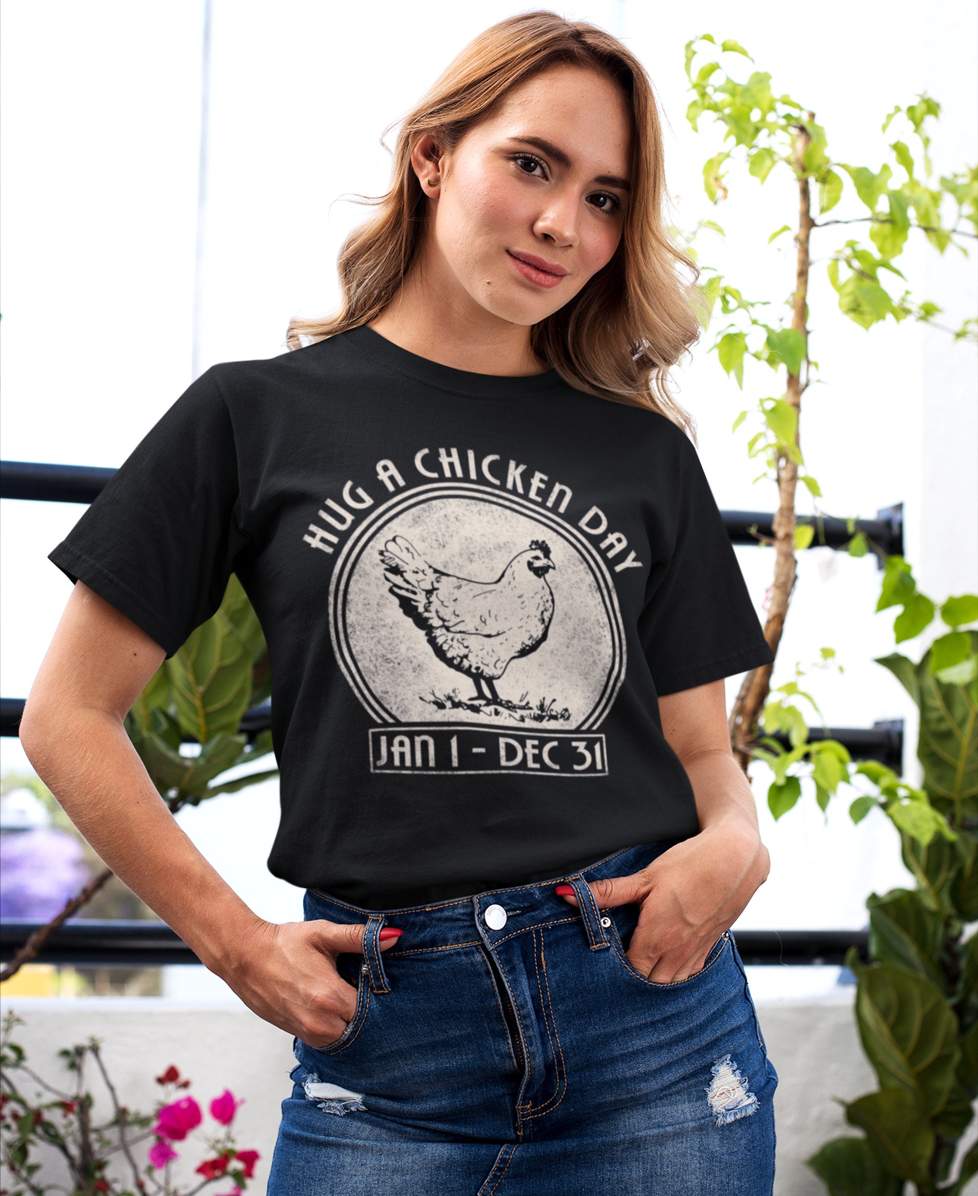 Hug A Chicken Day Chicken Lover T-shirt - Etsy