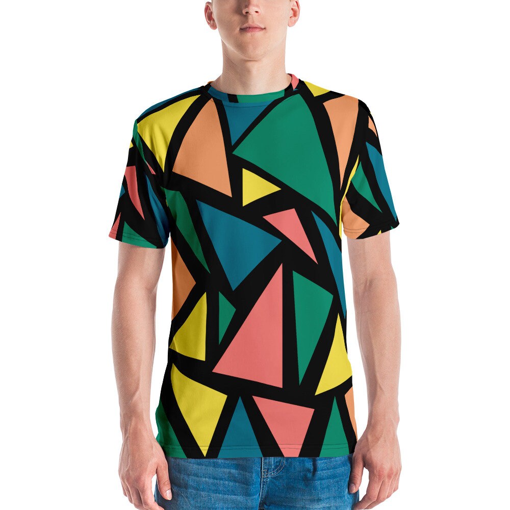 Men's Premium T-Shirt Retro Triangles in Vintage Colors | Etsy