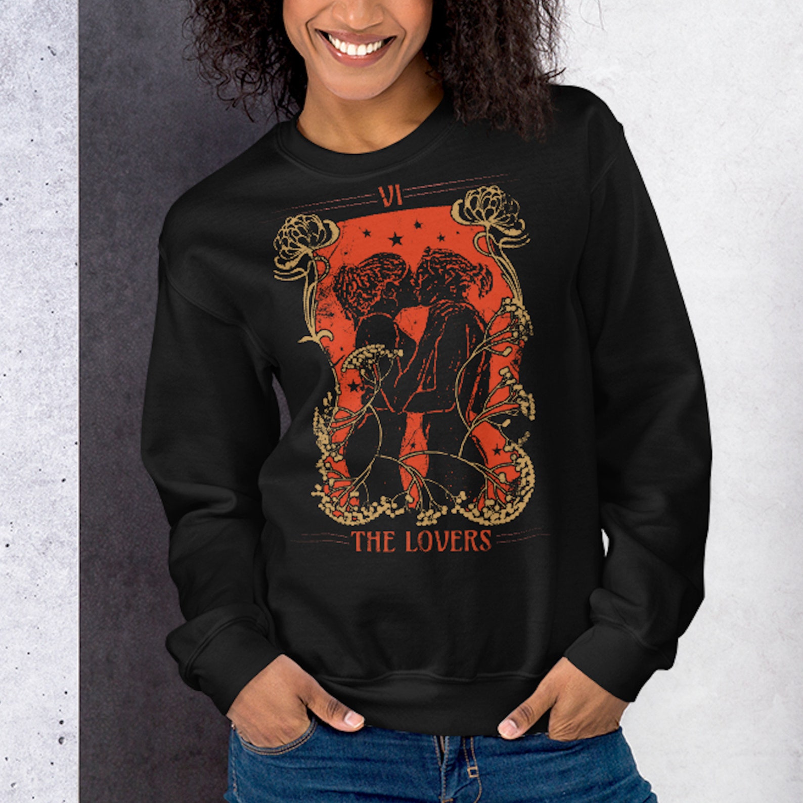 Lovers Tarot Sweater The Love Tarot Card Sweatshirt Love Etsy