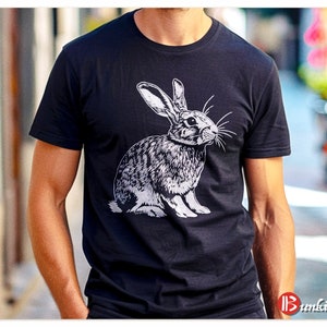 Bunny Shirt, Line Art Rabbit T-shirt, Bunny Lover Gift, Women, Kids ...