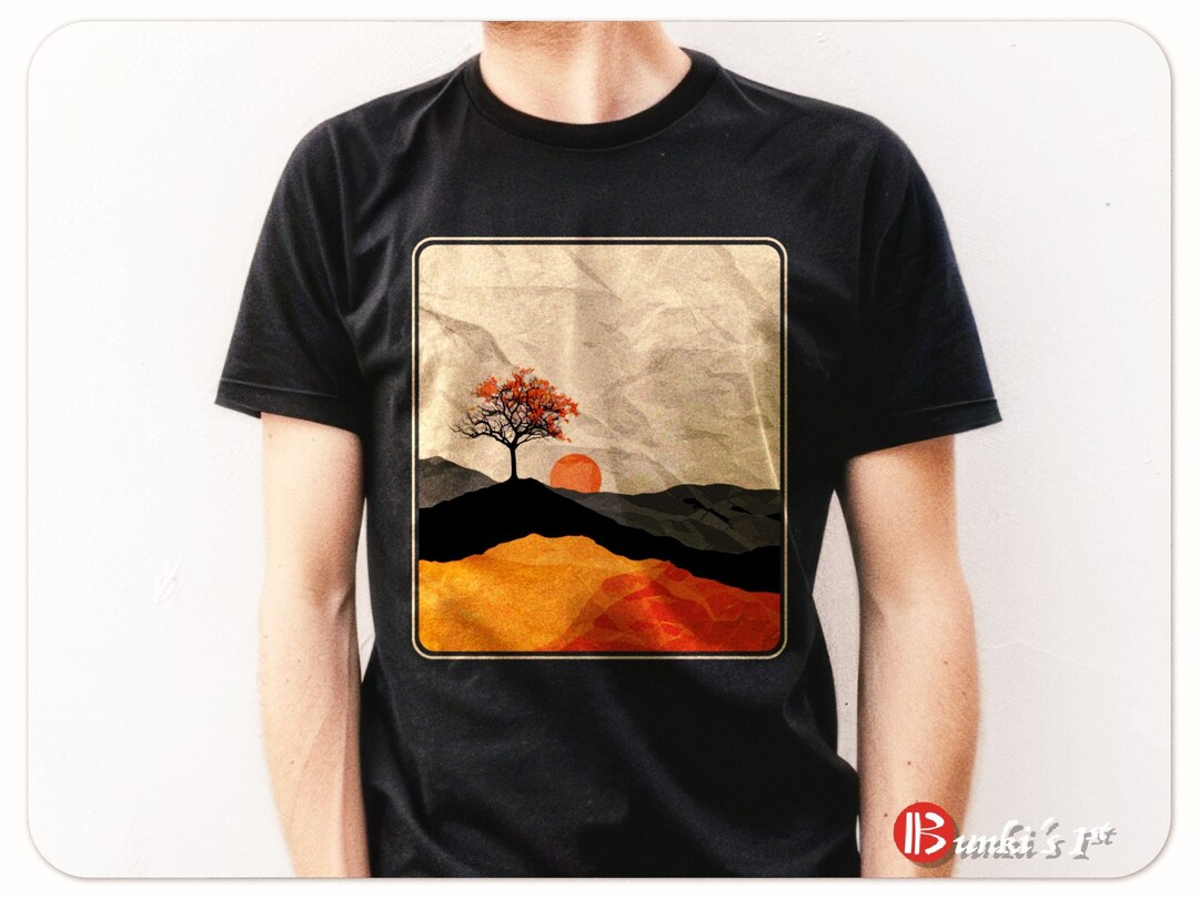 Tree Art, Tree and Fields T-shirt, Natur Lover Gift, Country Landscape ...