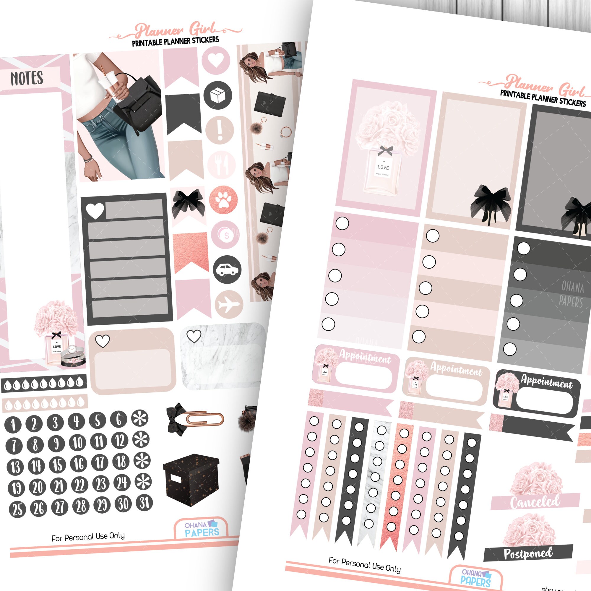 PLANNER GIRL Printable Planner Stickers Happy Planner Classic - Etsy