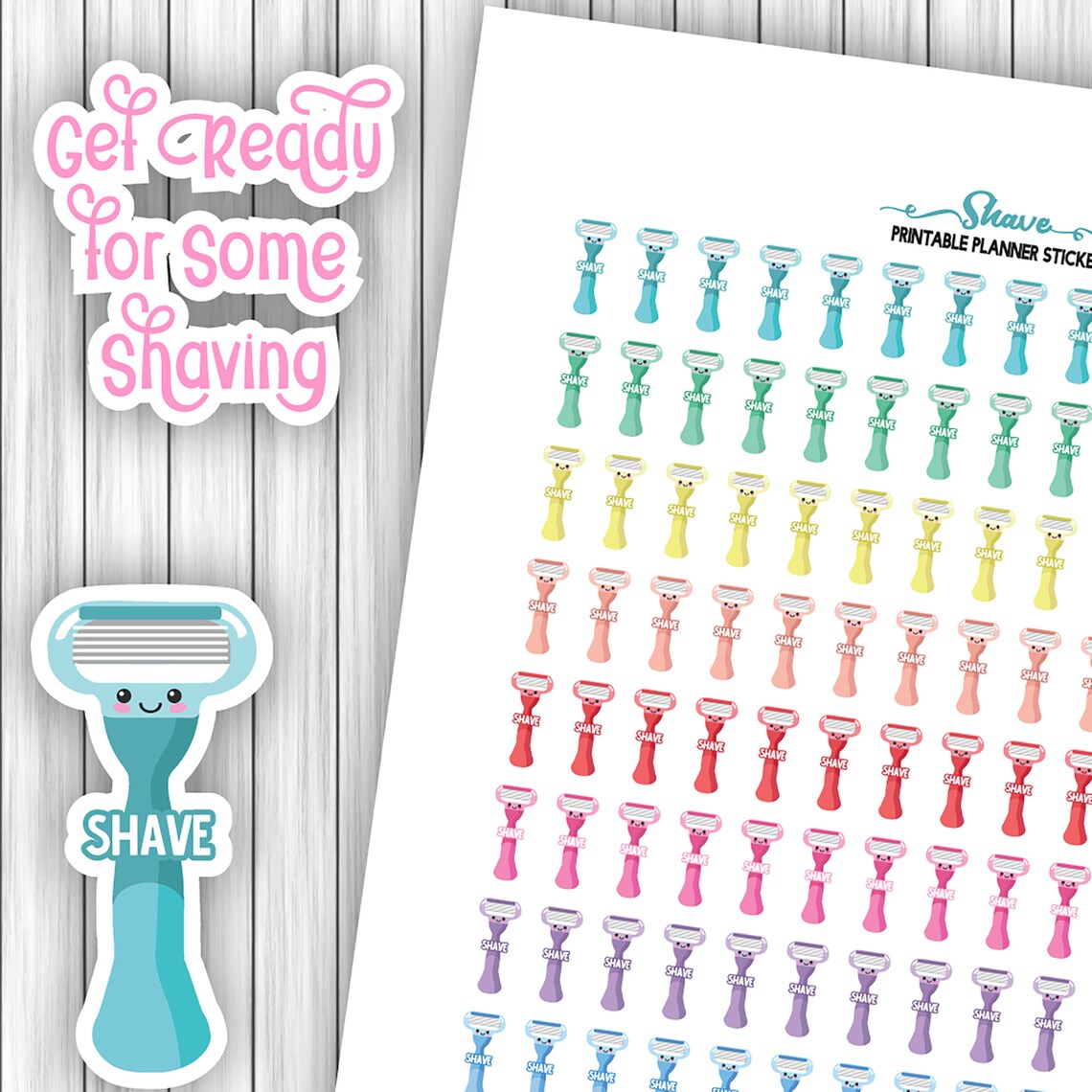 Printable Planner RAZOR Stickers Shave Decorative Stickers | Etsy