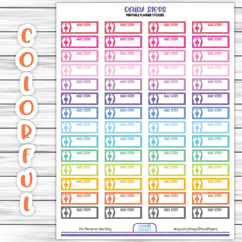 Printable Daily Steps Stickers, Daily Tracking Planner Stickers, Habit ...