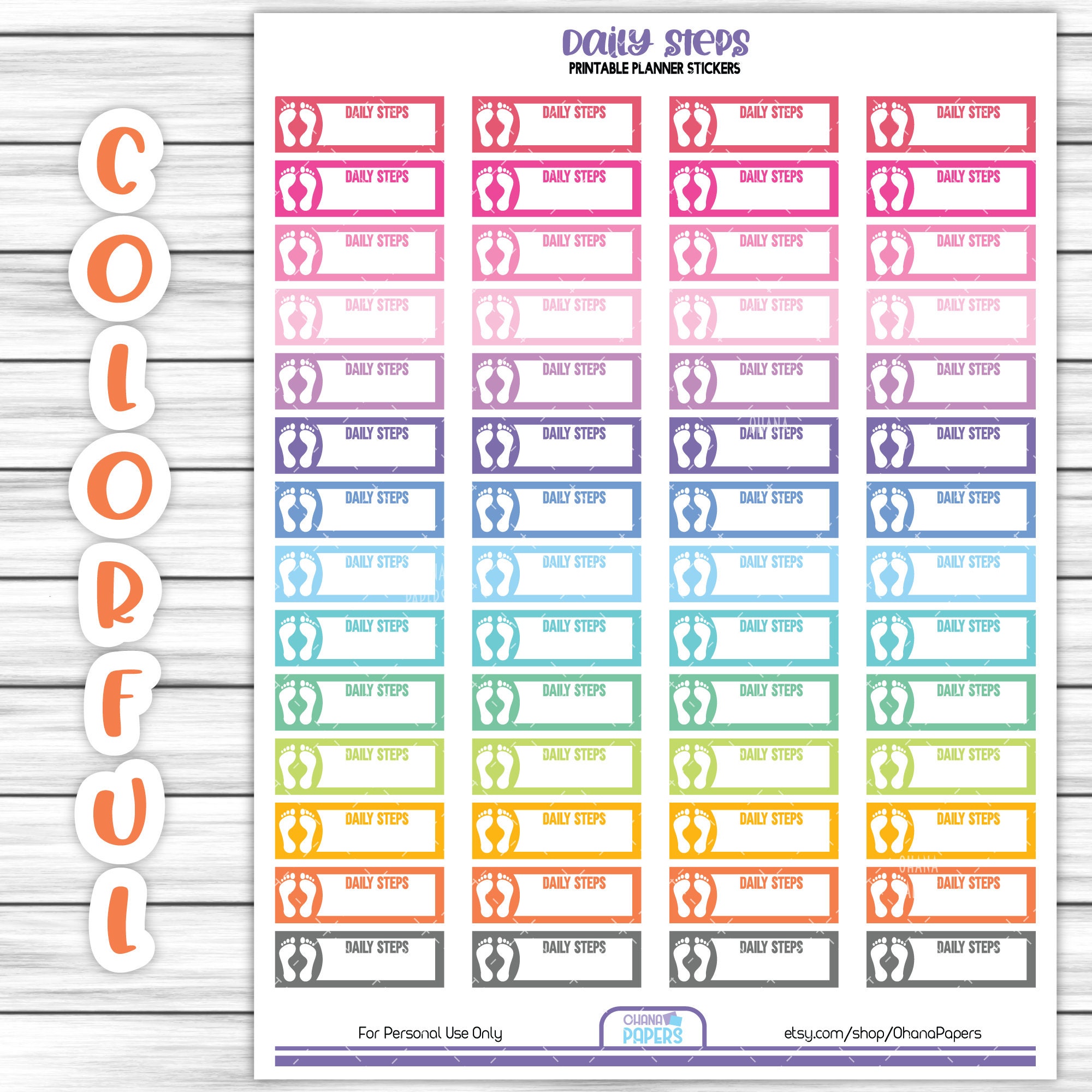 Printable Daily Steps Stickers, Daily Tracking Planner Stickers, Habit ...