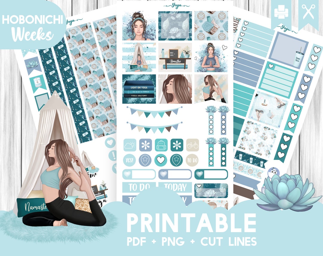 PRINTABLE Yoga Planner Stickers, Erin Condren Vertical Weekly Kit ...