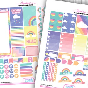 Pastel Rainbow Printable Planner Weekly Kit - Mambi Happy Planner | HP ...