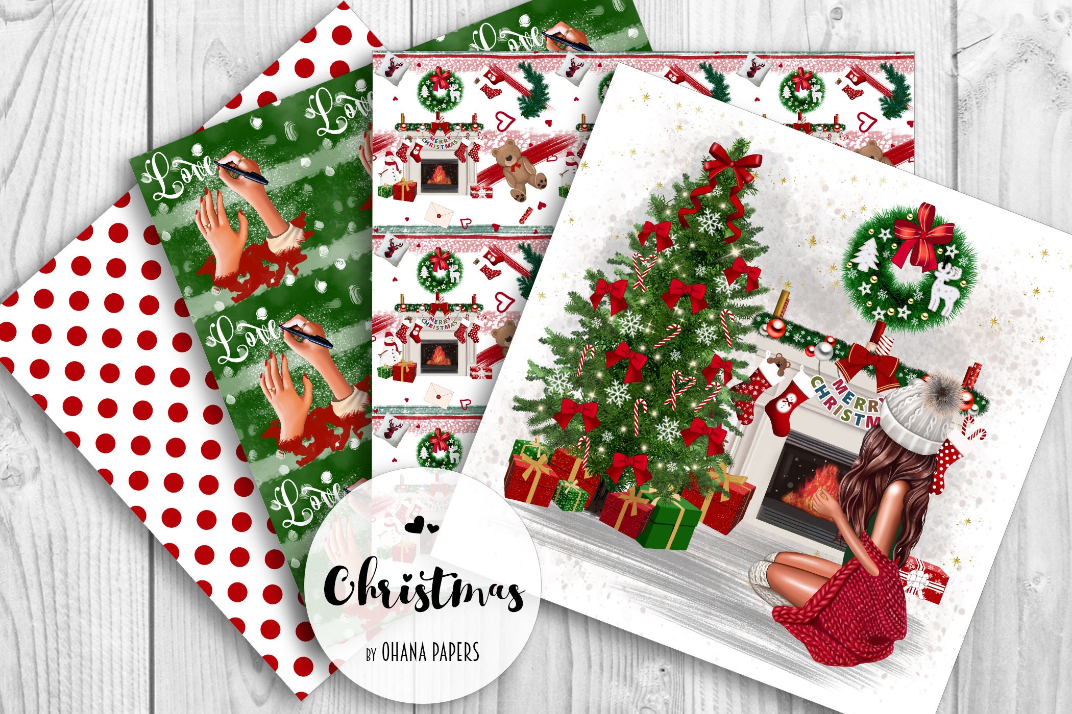 CHRISTMAS Digital Paper Pack Winter Seamless Pattern Fashion | Etsy
