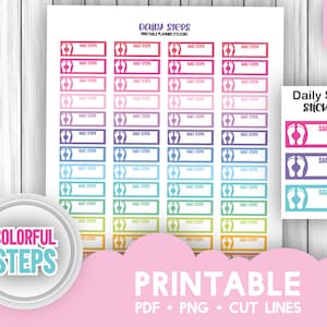 Printable Daily Steps Stickers, Daily Tracking Planner Stickers, Habit ...