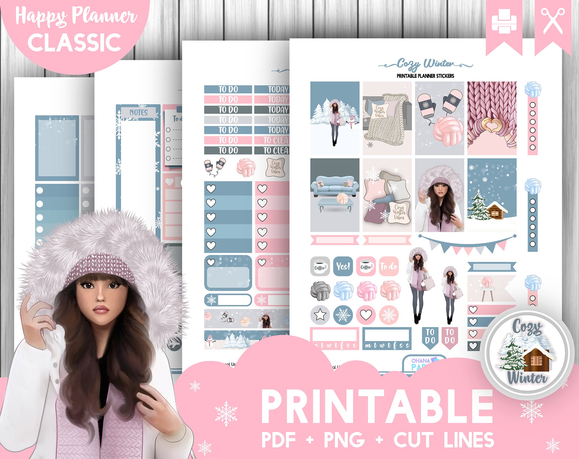 COZY WINTER Printable Planner Stickers Weekly Kit Happy - Etsy
