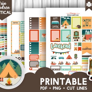 CAMPING Printable Planner Stickers EC Weekly Kit Hiking Stickers ...