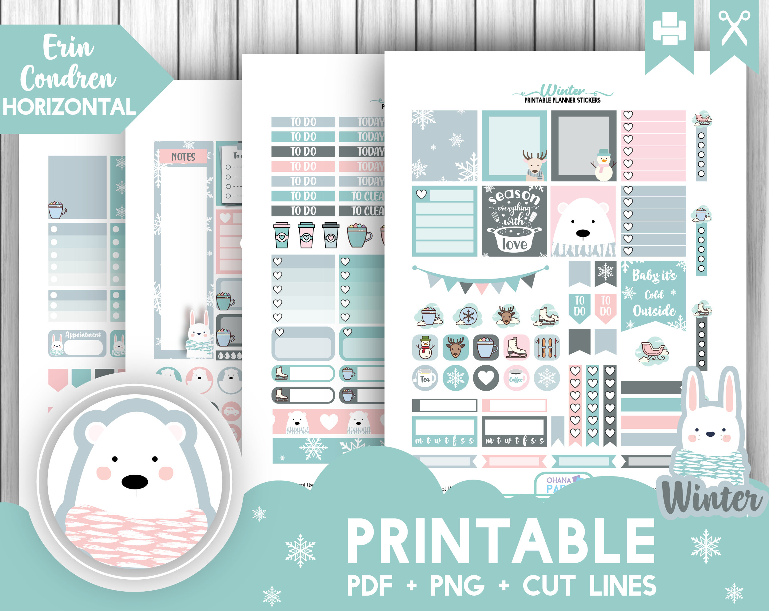 WINTER Printable Stickers EC Planner Stickers Erin Condren - Etsy