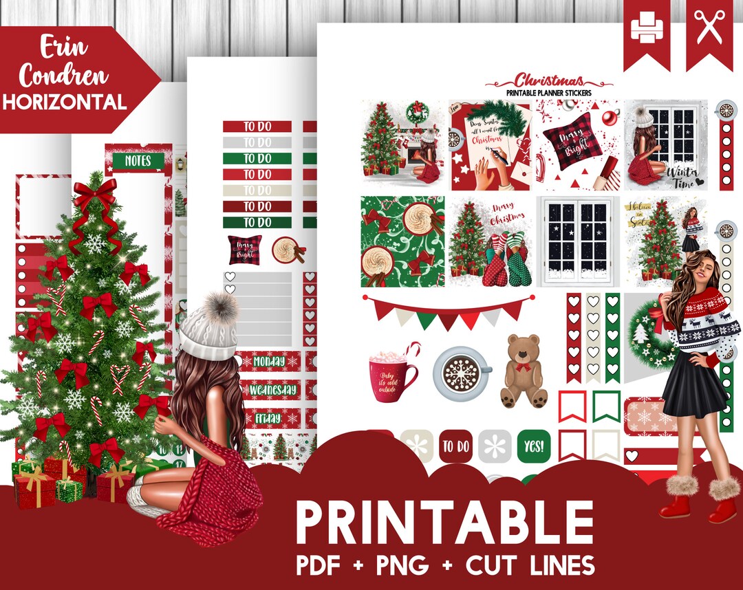 Printable CHRISTMAS GIRL Planner Stickers, Winter Weekly Kit, Erin ...