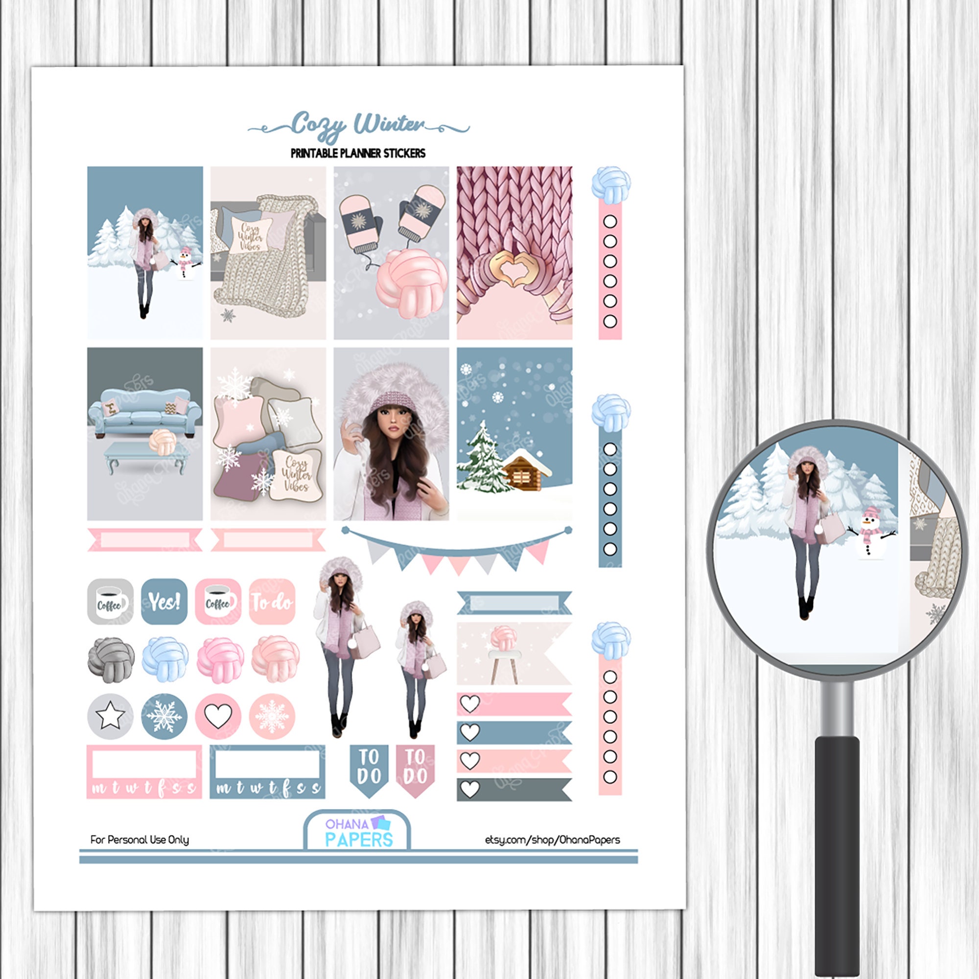 COZY WINTER Printable Planner Stickers Weekly Kit Happy - Etsy