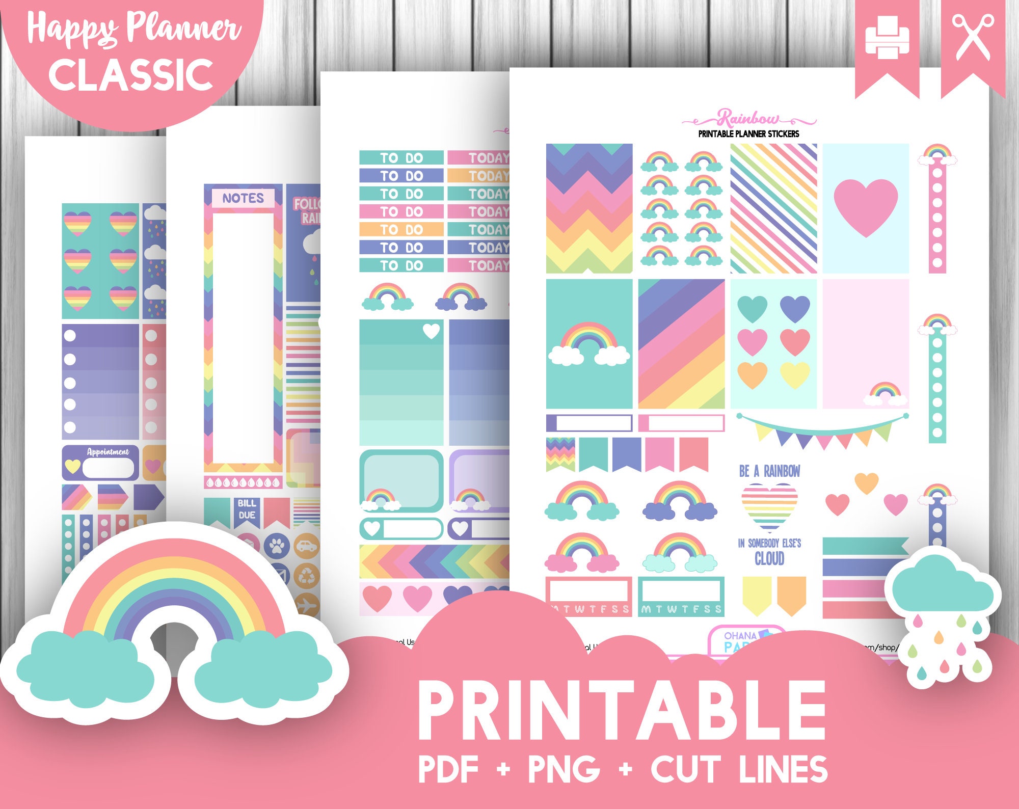 Pastel Rainbow Printable Planner Weekly Kit Mambi Happy - Etsy