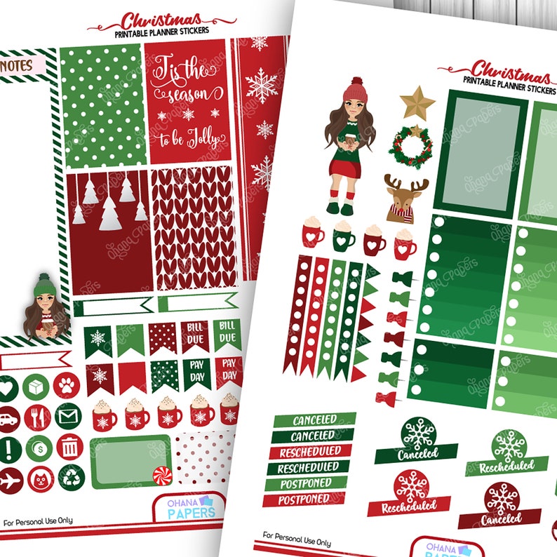 Printable Christmas Planner Stickers Kit Christmas Weekly | Etsy
