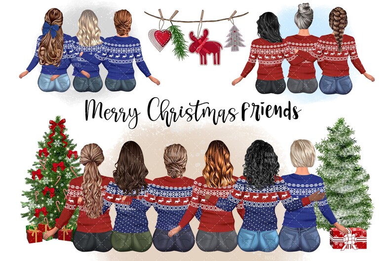 Christmas Friends Clipart: Personalized Holiday PNG Portrait Creator ...