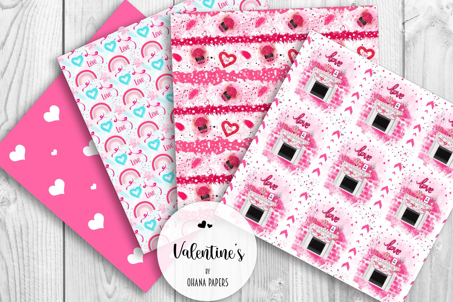 VALENTINES DAY Digital Paper Pack, Fashion Illustration Girl, Romantic ...