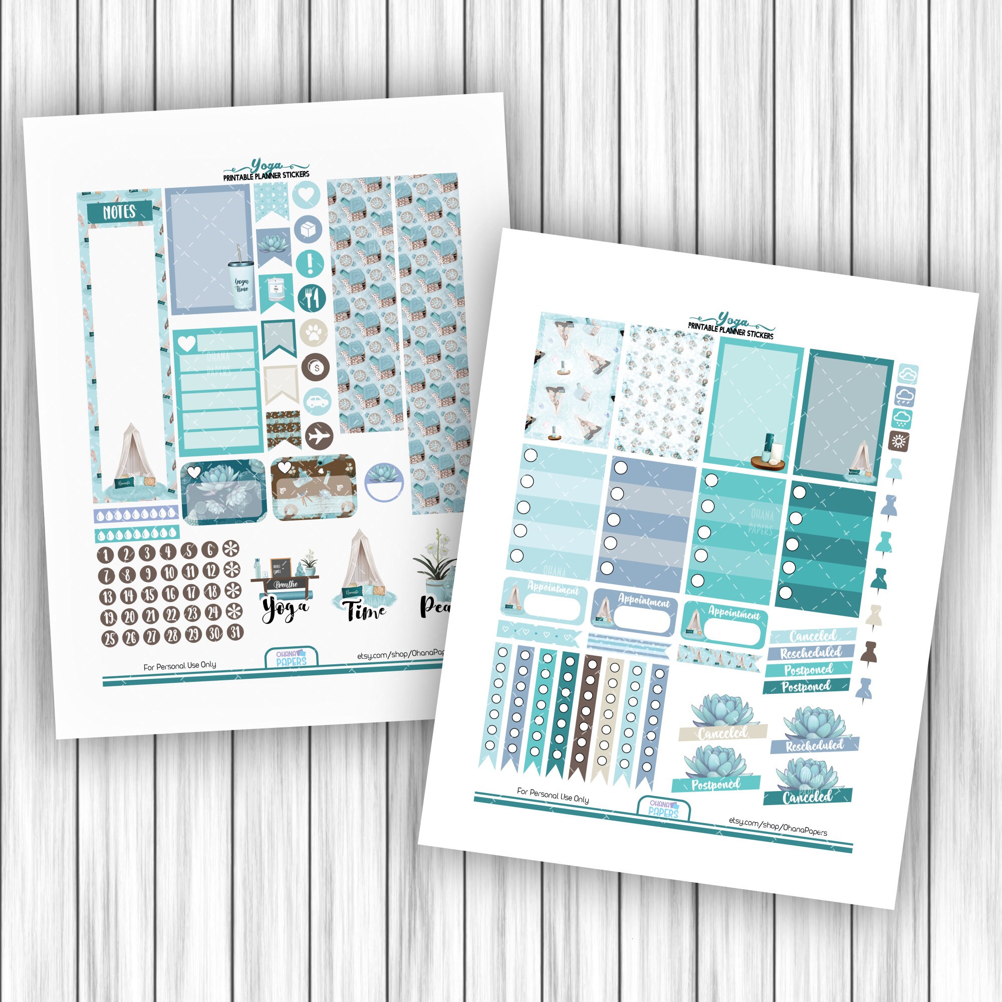 PRINTABLE Yoga Planner Stickers, Happy Planner Weekly Kit, Meditation ...