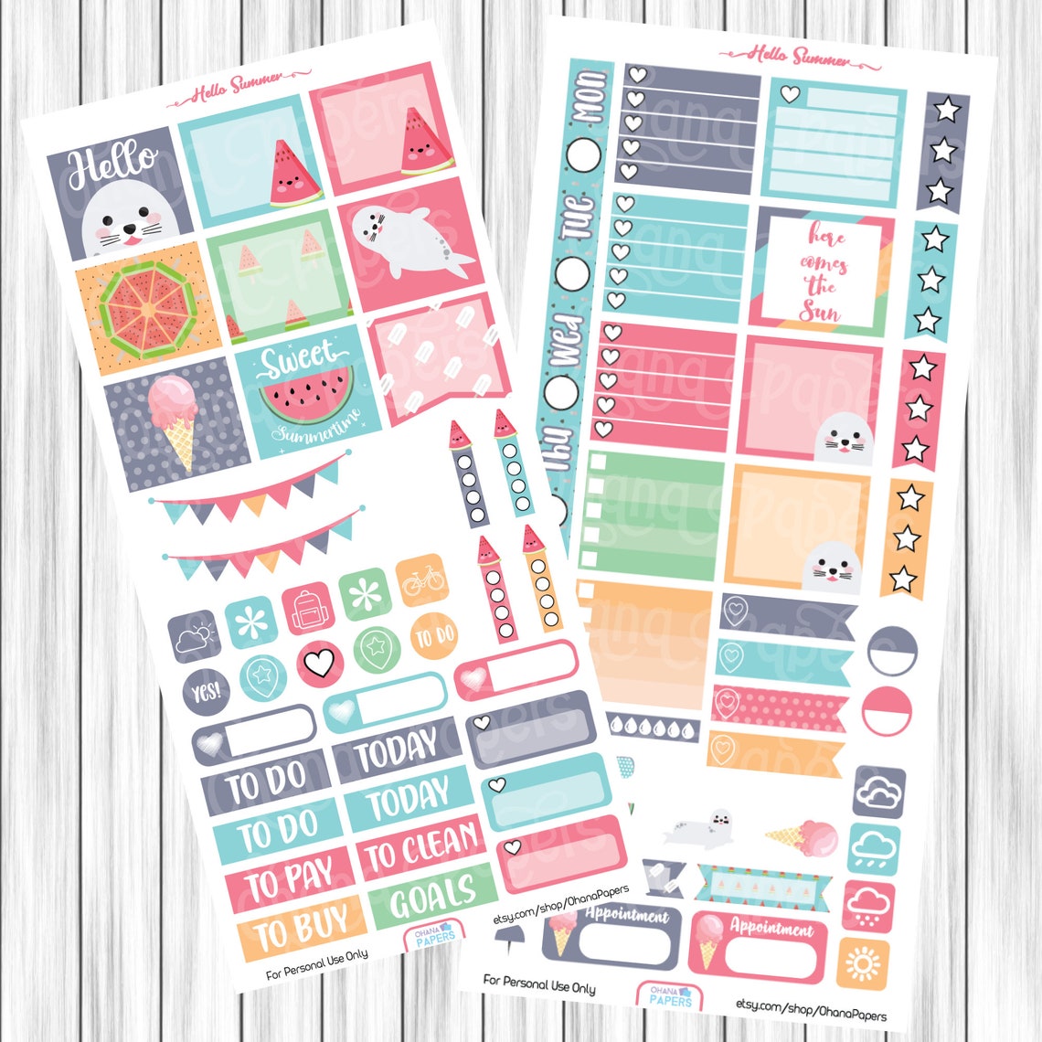 HELLO SUMMER Printable Planner Weekly Kit Hobonichi Weeks - Etsy