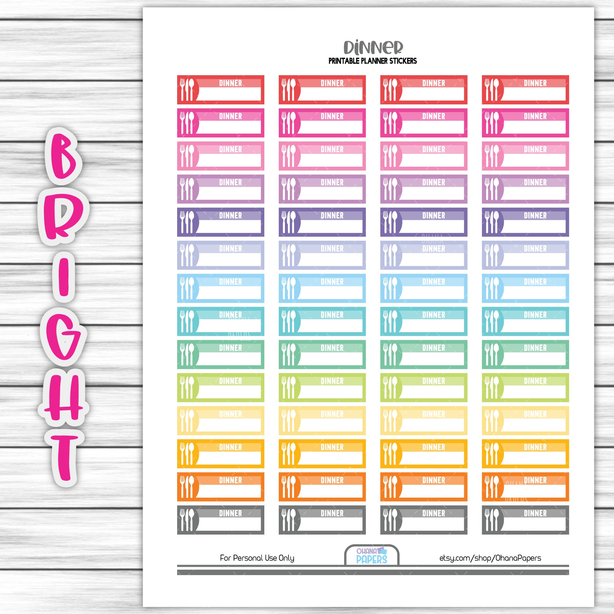 Printable Dinner Stickers Meal Planner Stickers Erin Condren | Etsy