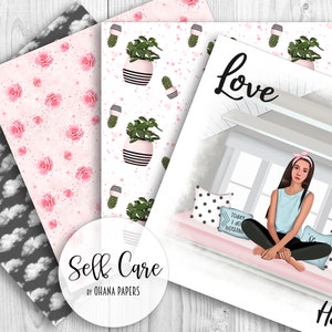 STAY HOME Digital Paper Pack, Fashion Girl Seamless Pattern,beauty and ...