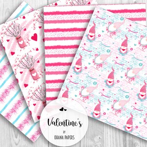 VALENTINES DAY Digital Paper Pack, Fashion Illustration Girl, Romantic ...