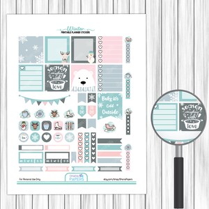 WINTER Printable Stickers EC Planner Stickers Erin Condren Horizontal ...