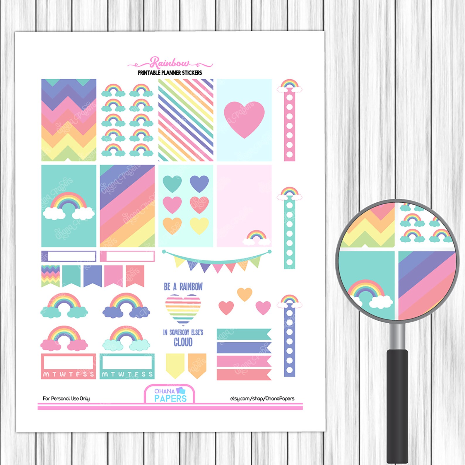 Pastel Rainbow Printable Planner Weekly Kit Mambi Happy - Etsy