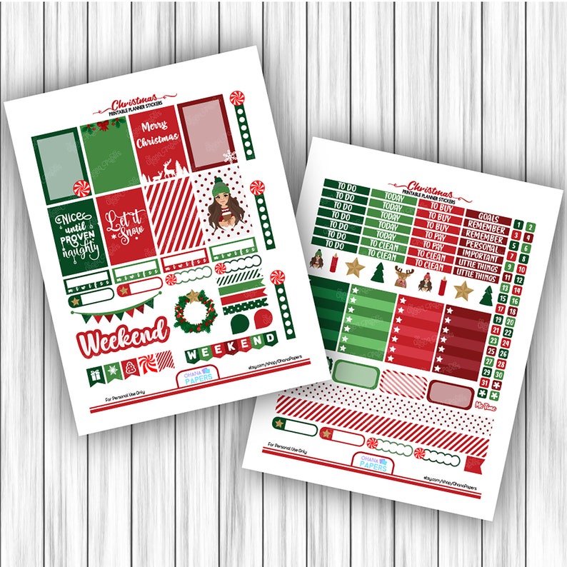 Printable Christmas Planner Stickers Kit Christmas Weekly | Etsy