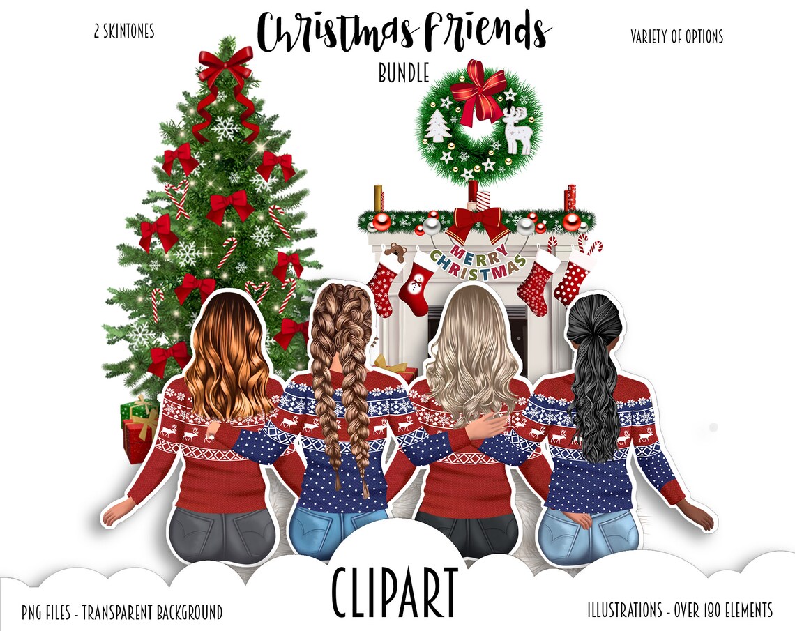 Christmas Friends Clipart: Personalized Holiday PNG Portrait Creator ...