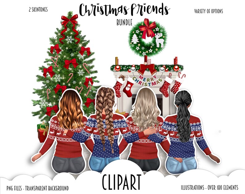 Christmas Friends Clipart: Personalized Holiday PNG Portrait Creator ...