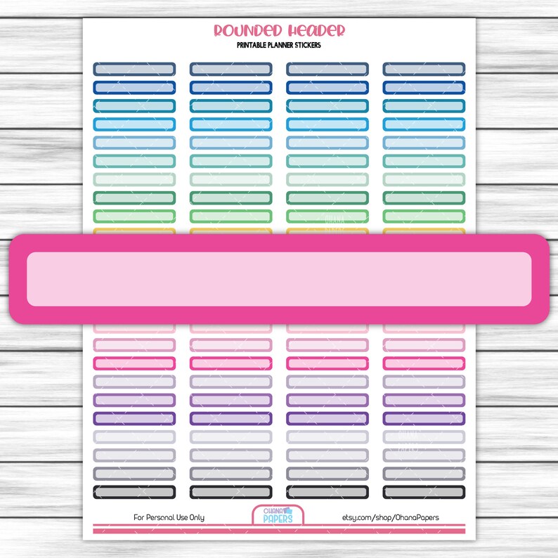 Printable Rounded BLANK HEADER Stickers Plain Headers - Etsy