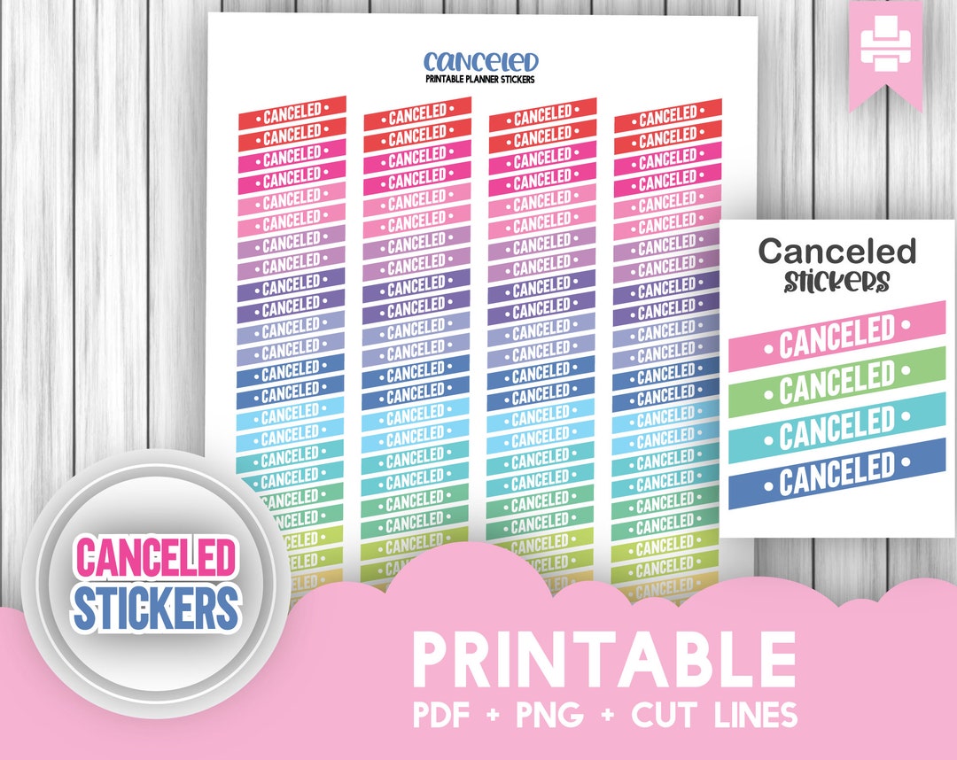 Printable Diagonal Canceled Stickers, Cancelled Rainbow Agenda Colorful ...