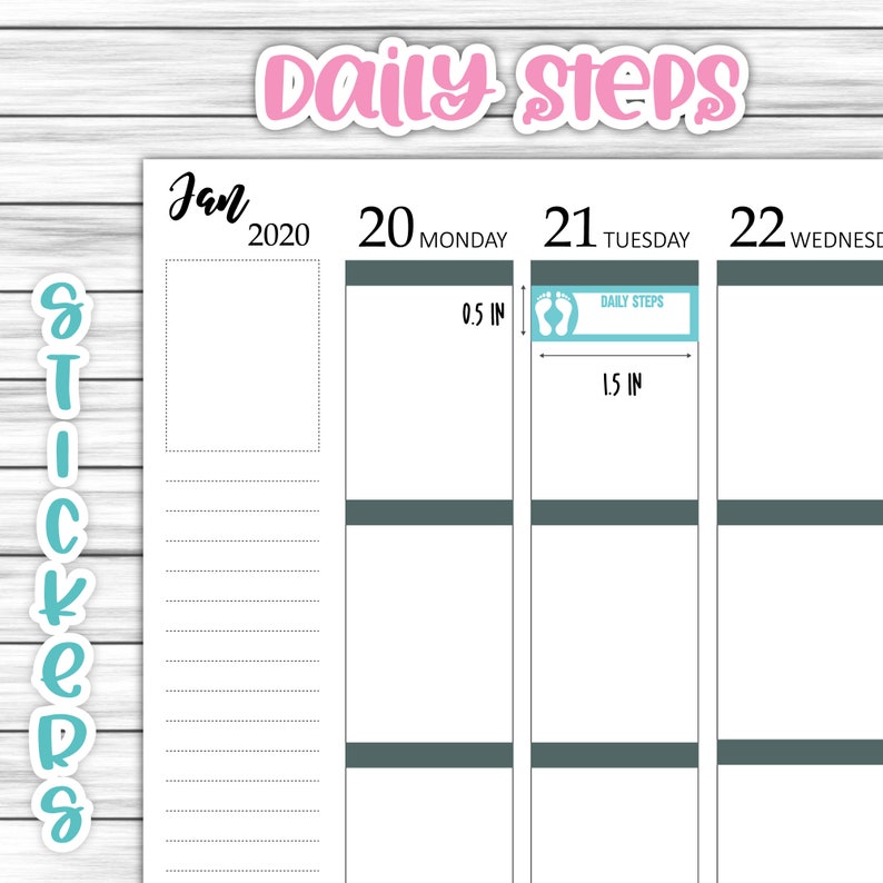 Printable Daily Steps Stickers, Daily Tracking Planner Stickers, Habit ...